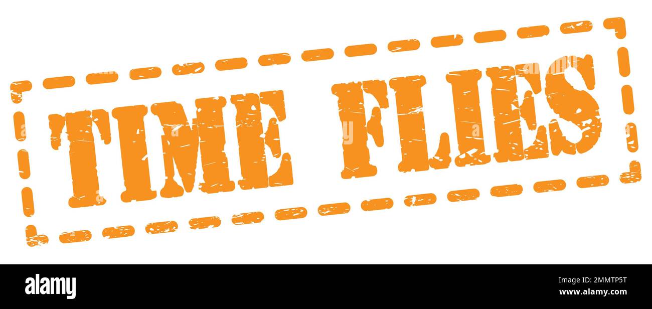 TIME FLIES text written on orange dash stamp sign Stock Photo - Alamy