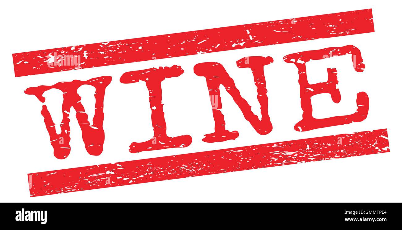 WINE text written on red grungy lines stamp sign Stock Photo - Alamy