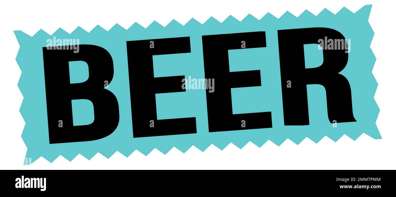 BEER text written on blue-black zig-zag stamp sign Stock Photo - Alamy