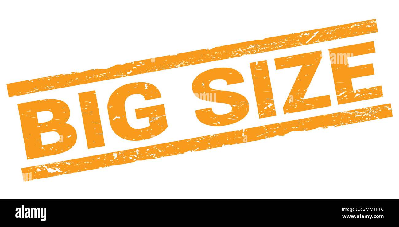 BIG SIZE text written on orange rectangle stamp sign Stock Photo - Alamy