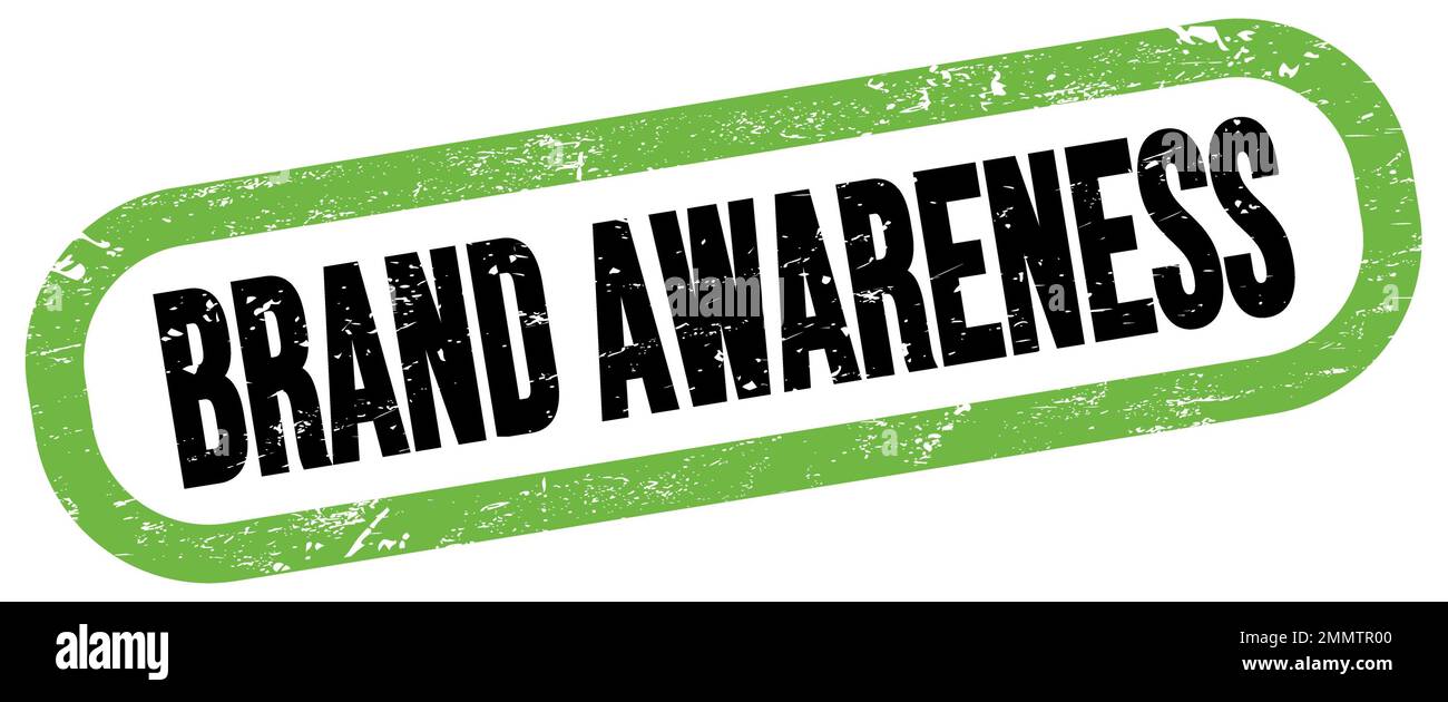 BRAND AWARENESS, text on green-black rectangle stamp sign Stock Photo ...