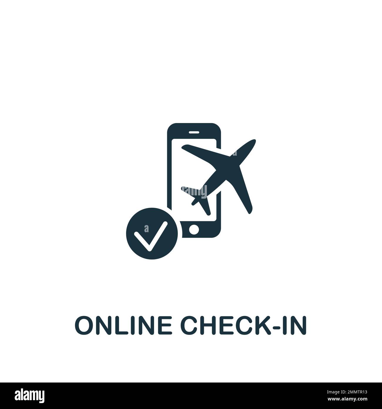 Online check-in icon. Monochrome simple sign from airport elements ...