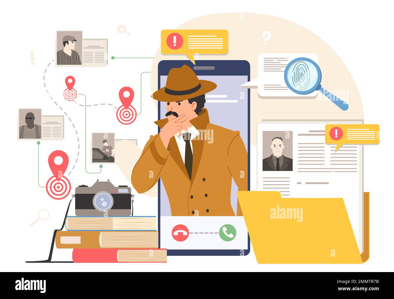 Detective online service mobile app flat vector Stock Vector Image ...
