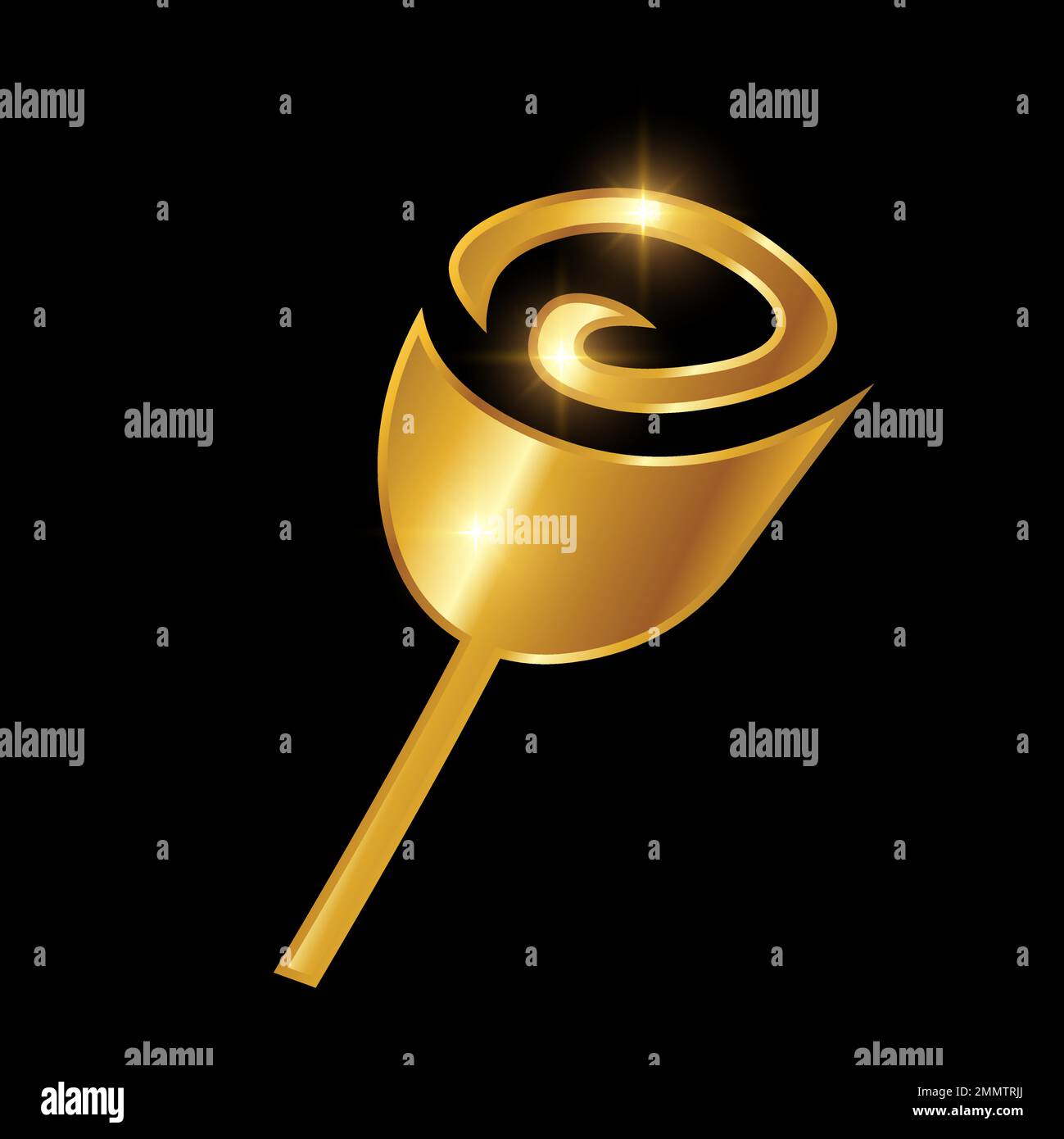 Golden Tulip Flower vector Sign Illustration with golden shine effect ...