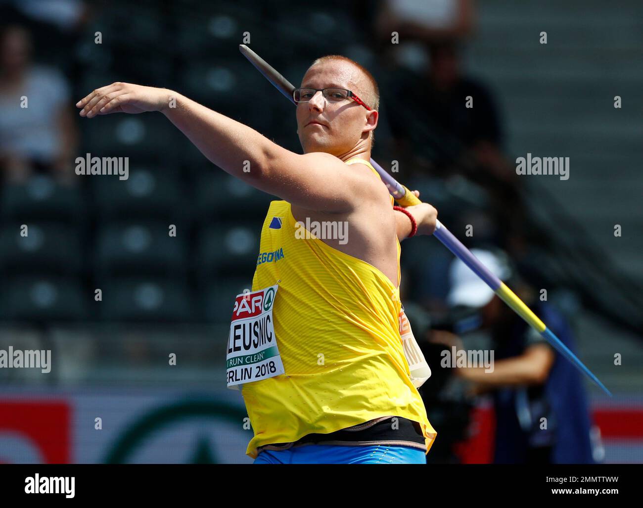 Bosnia's Dejan Mileusnic makes an attempt in the men's javelin ...