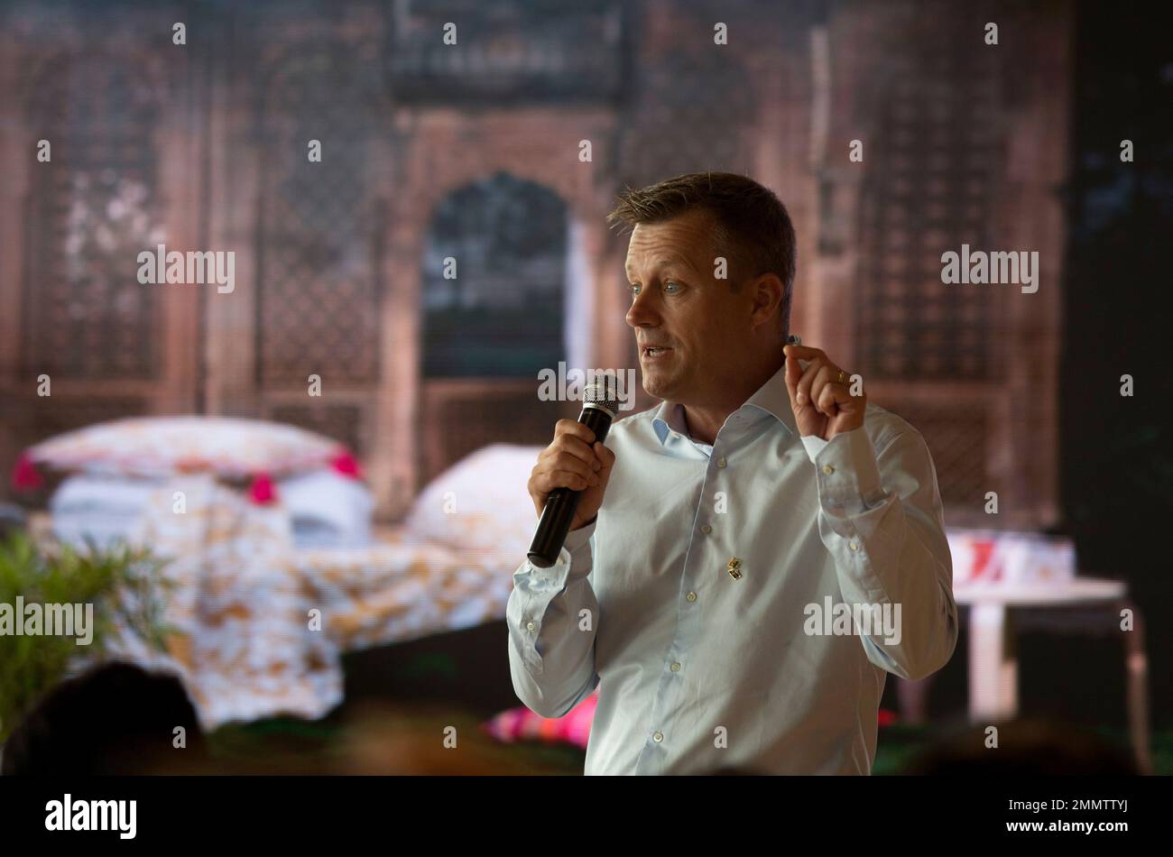 IKEA Group’s CEO, Jesper Brodin addresses a gathering ahead of the ...