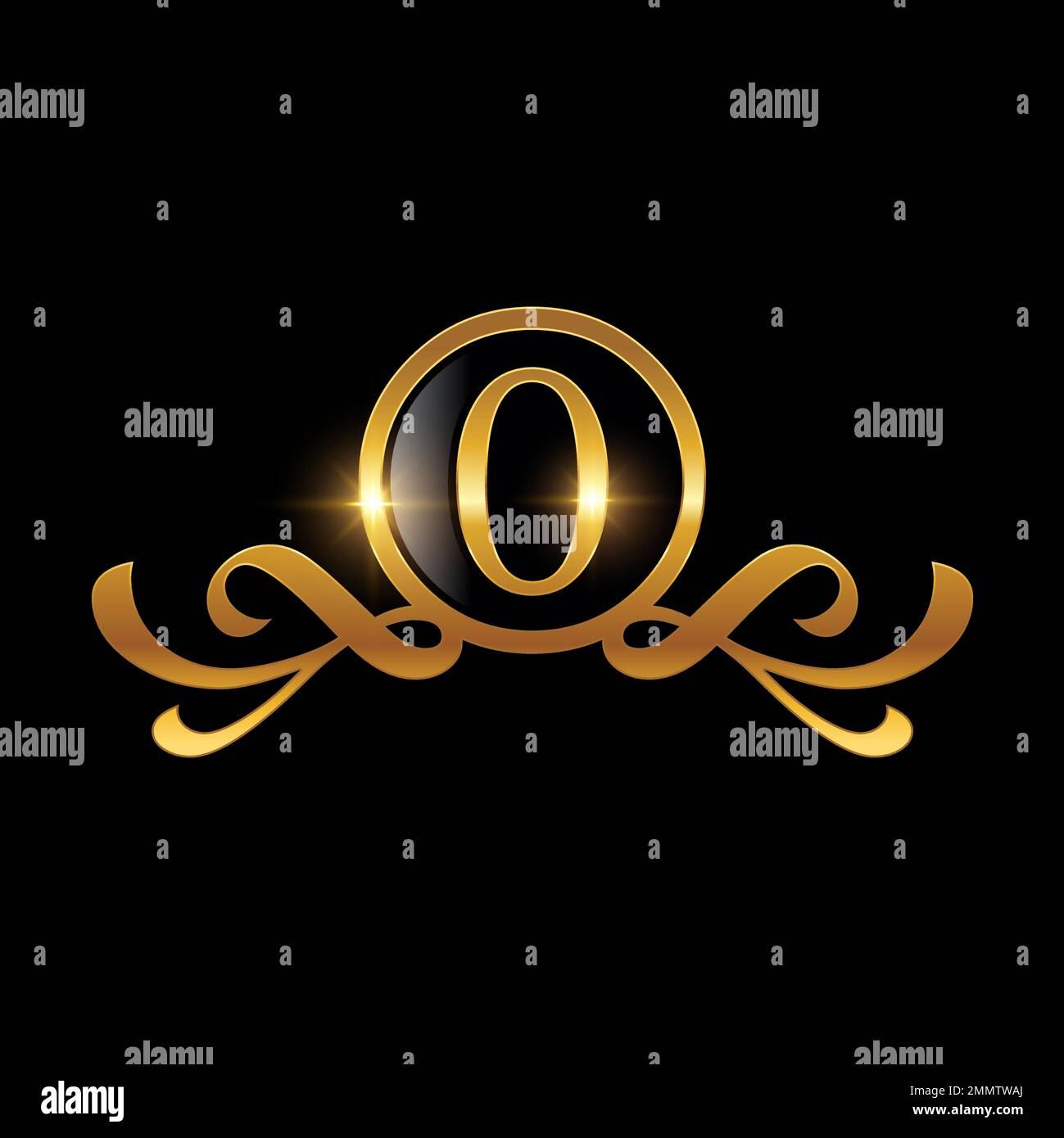 Golden Number Zero Vector Sign Illustration in black background for ...