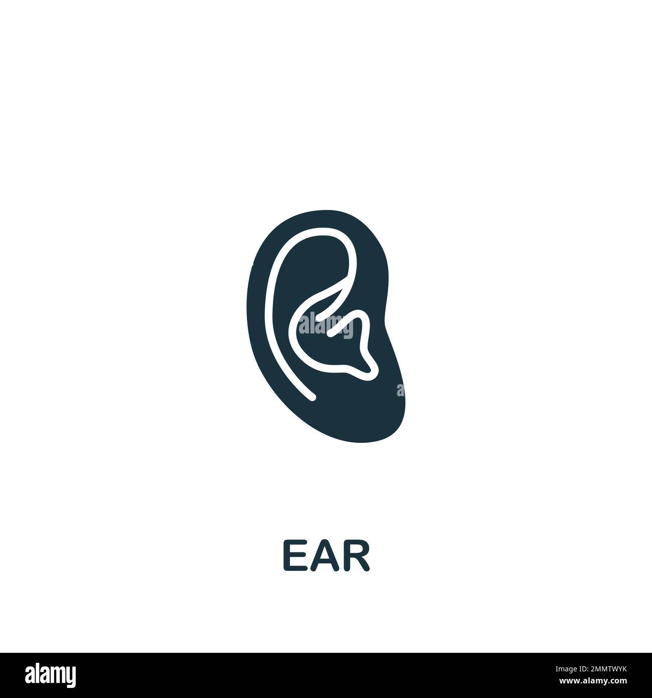 Ear icon. Monochrome simple sign from anatomy collection. Ear icon for ...