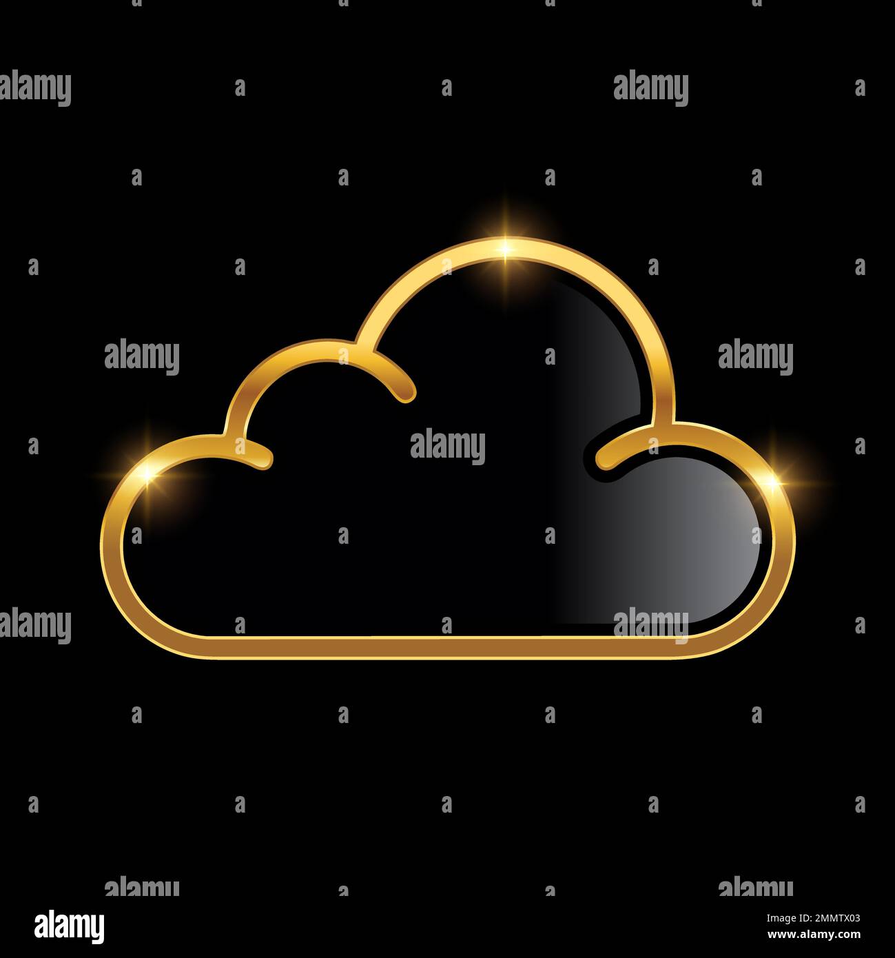 Golden Cloud Symbol Vector Icon Illustration in black background with ...