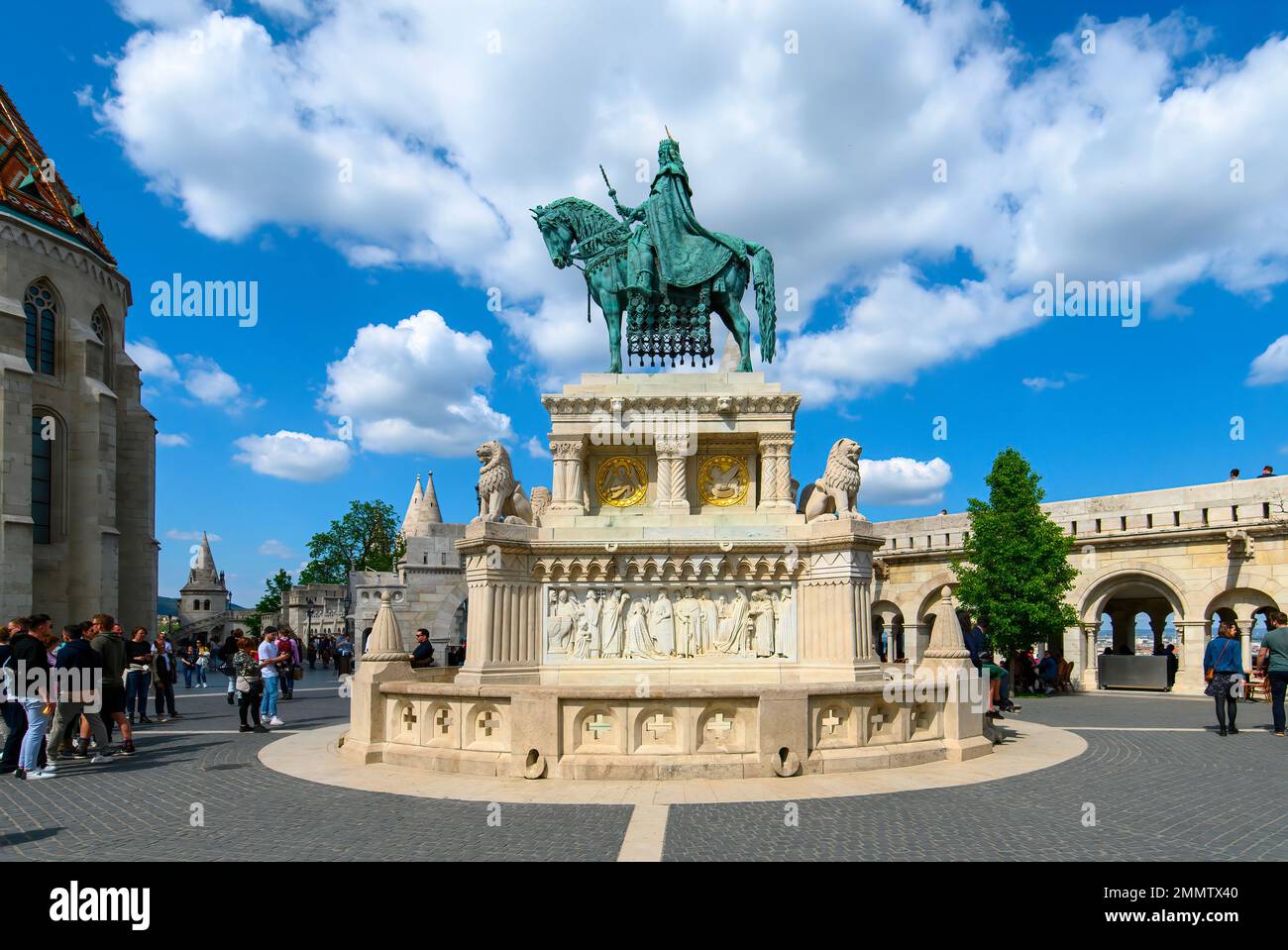 Budapest, Hungary. Fisherman's Bastion and St. Stephen Statue at the ...