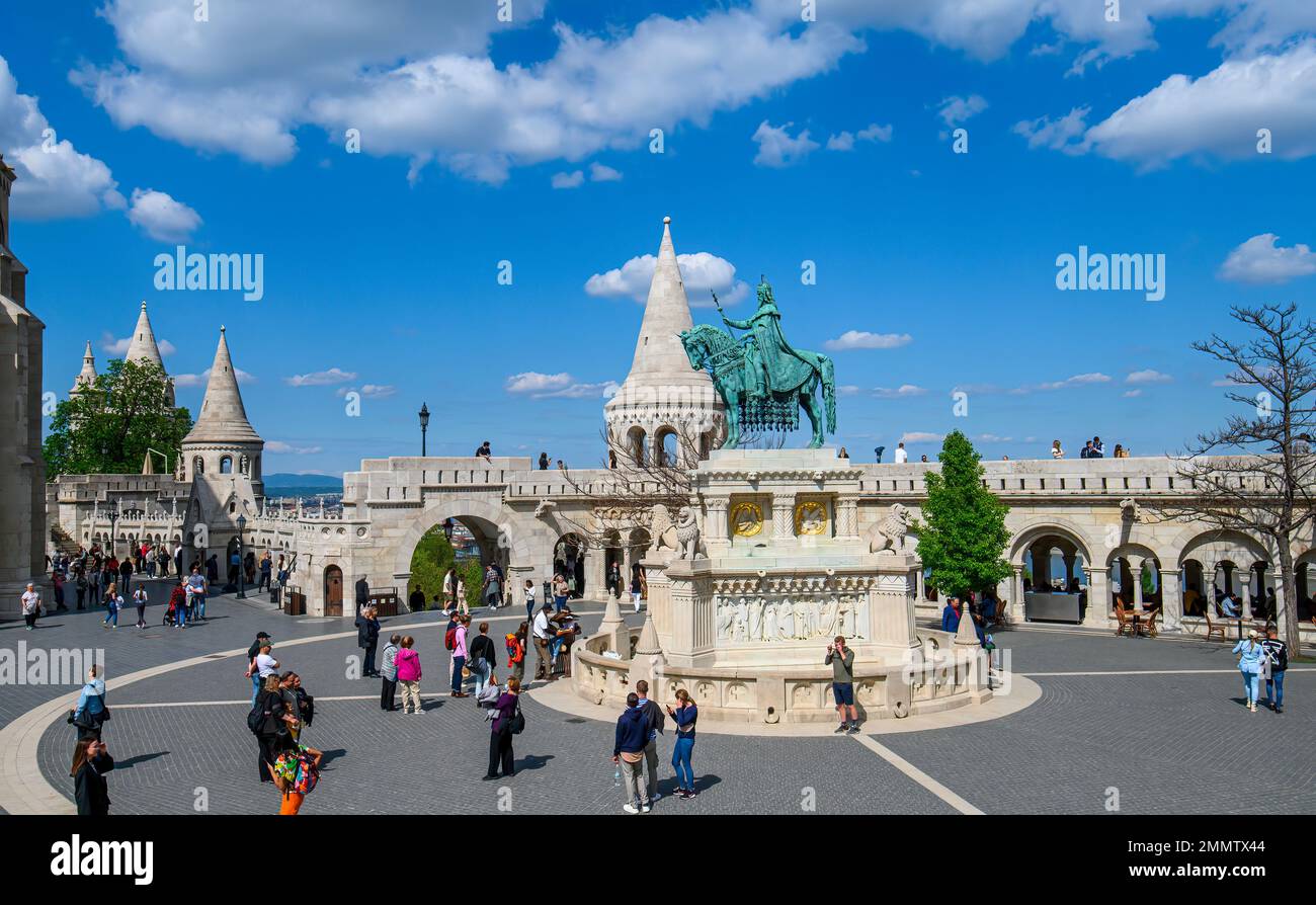 Budapest, Hungary. Fisherman's Bastion and St. Stephen Statue at the ...