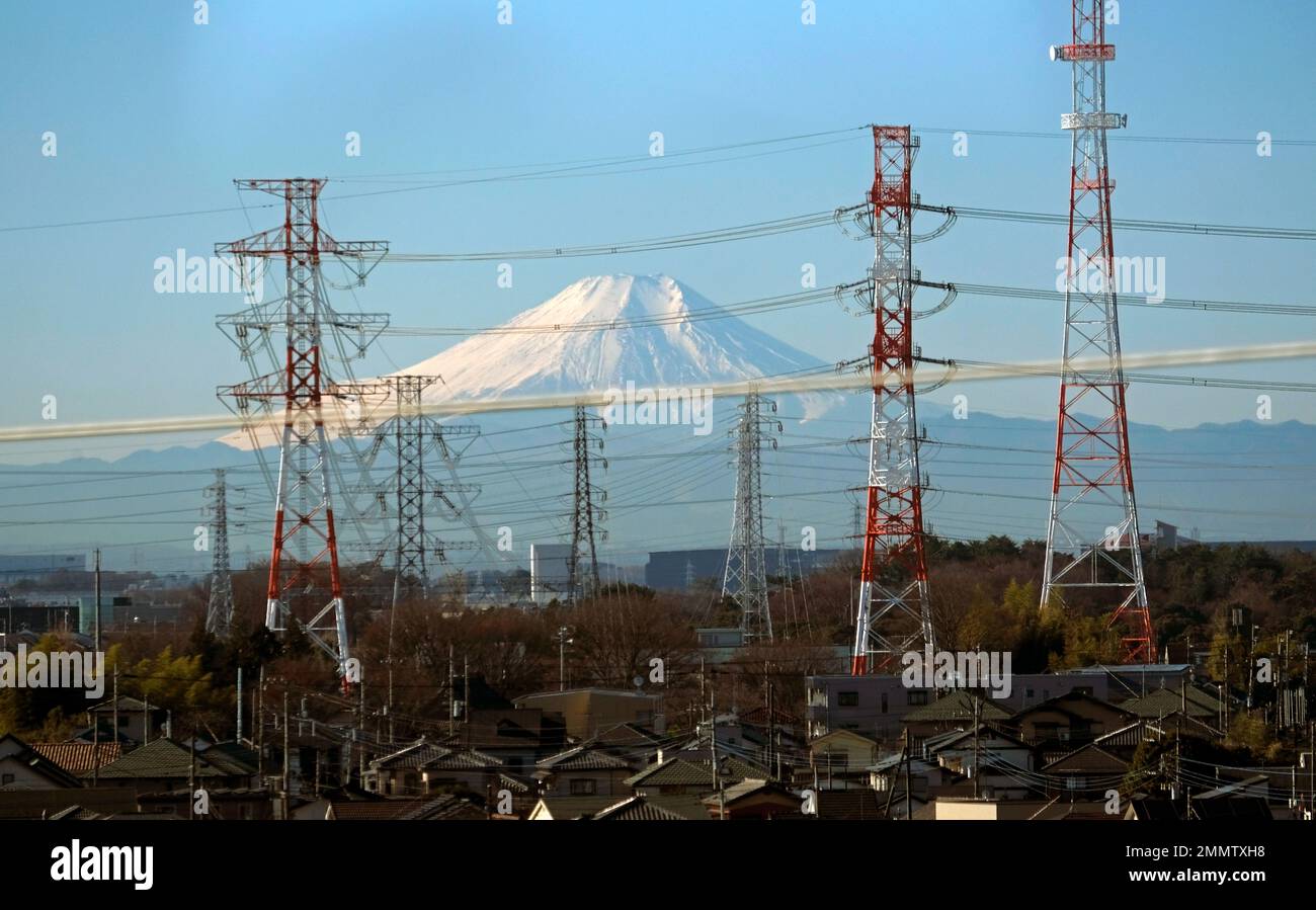 Mount Fuji seen from a distance outside of Tokyo, Japan Stock Photo - Alamy