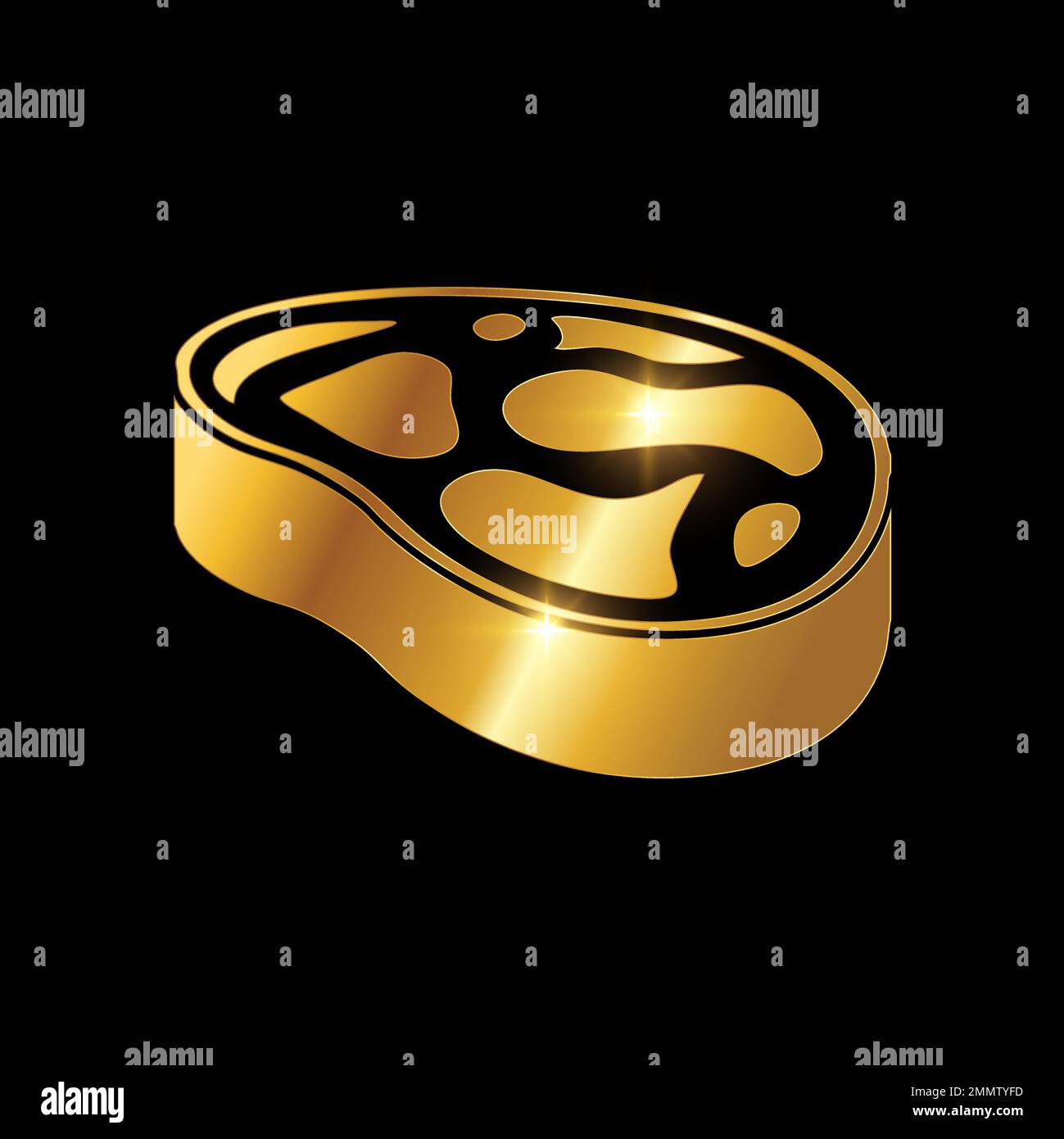A vector Illustration of Golden Luxury Meat Vector Icon in black ...