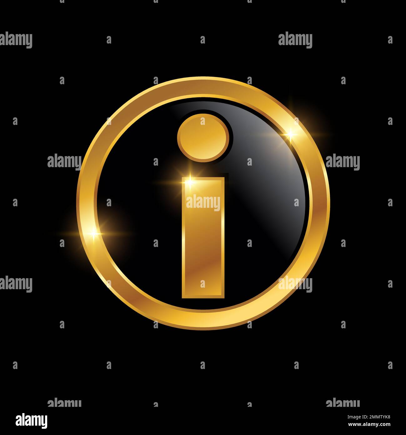 Golden Info Sign Vector Icon Illustration in black background for ...