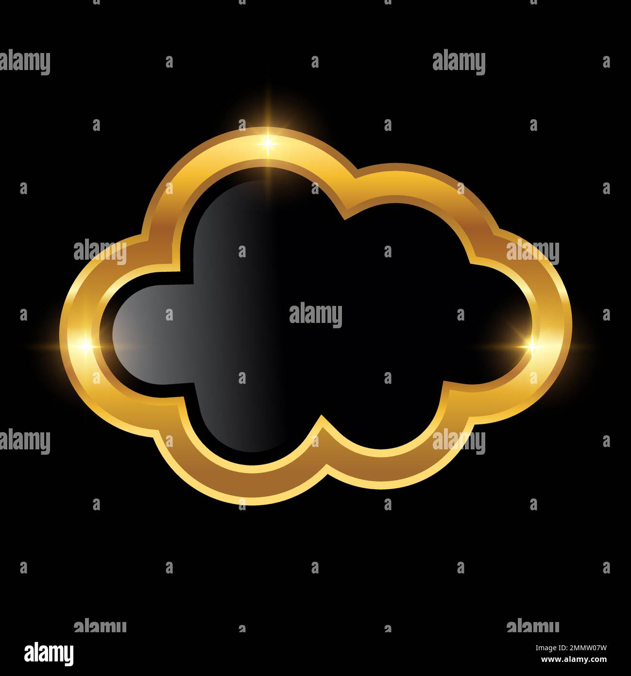 Golden Cloud Symbol Vector Icon Illustration in black background with ...