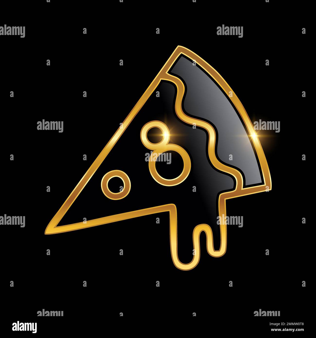 A vector Illustration of Golden Luxury Pizza Vector Icon in black ...