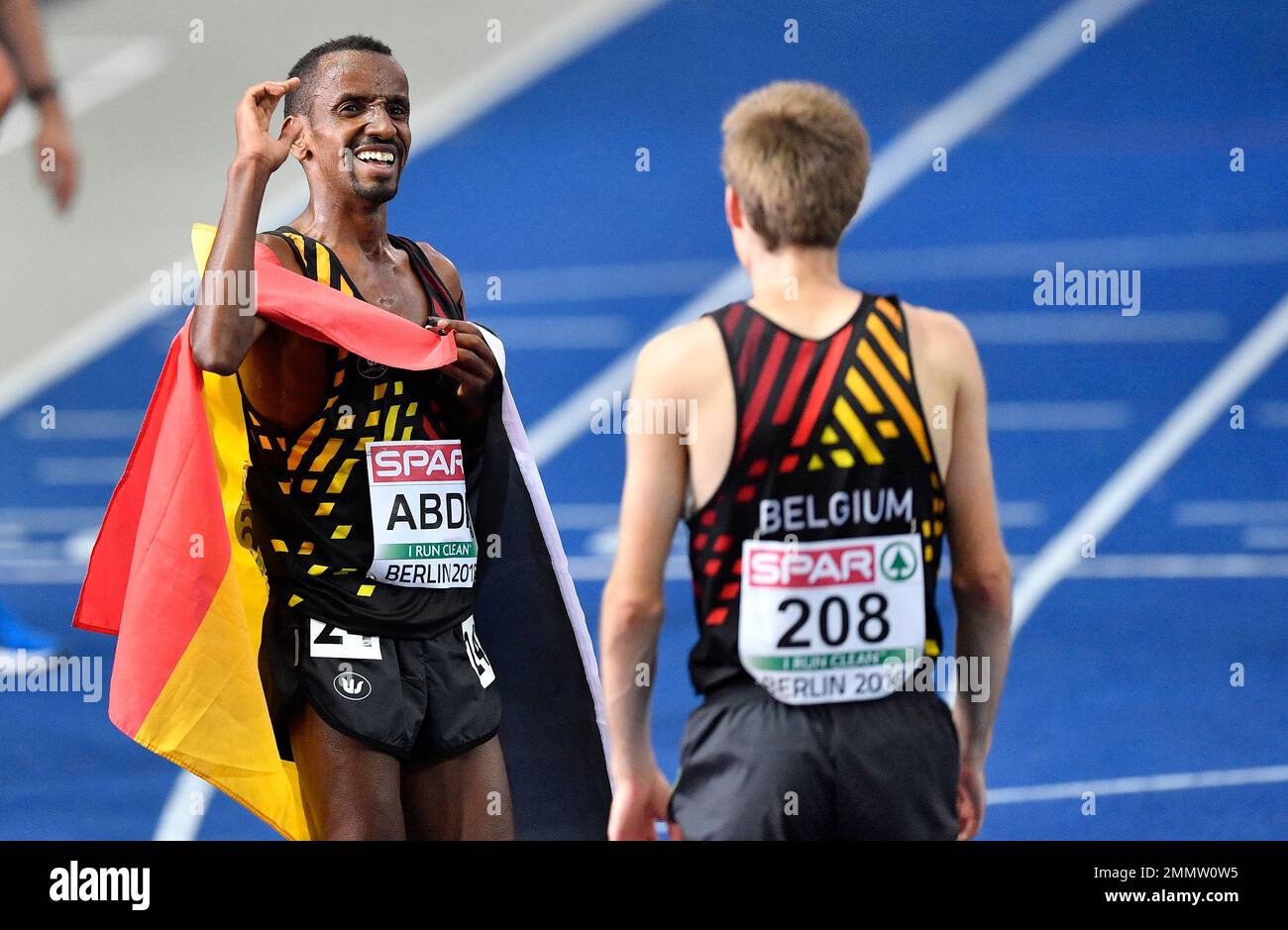 Belgium's Bashir Abdi celebrates after winning the silver medal in the ...
