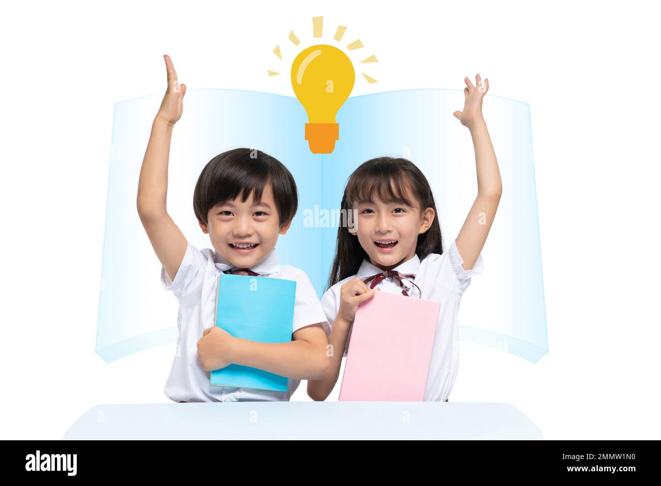 The little boy and little girl in the study Stock Photo - Alamy