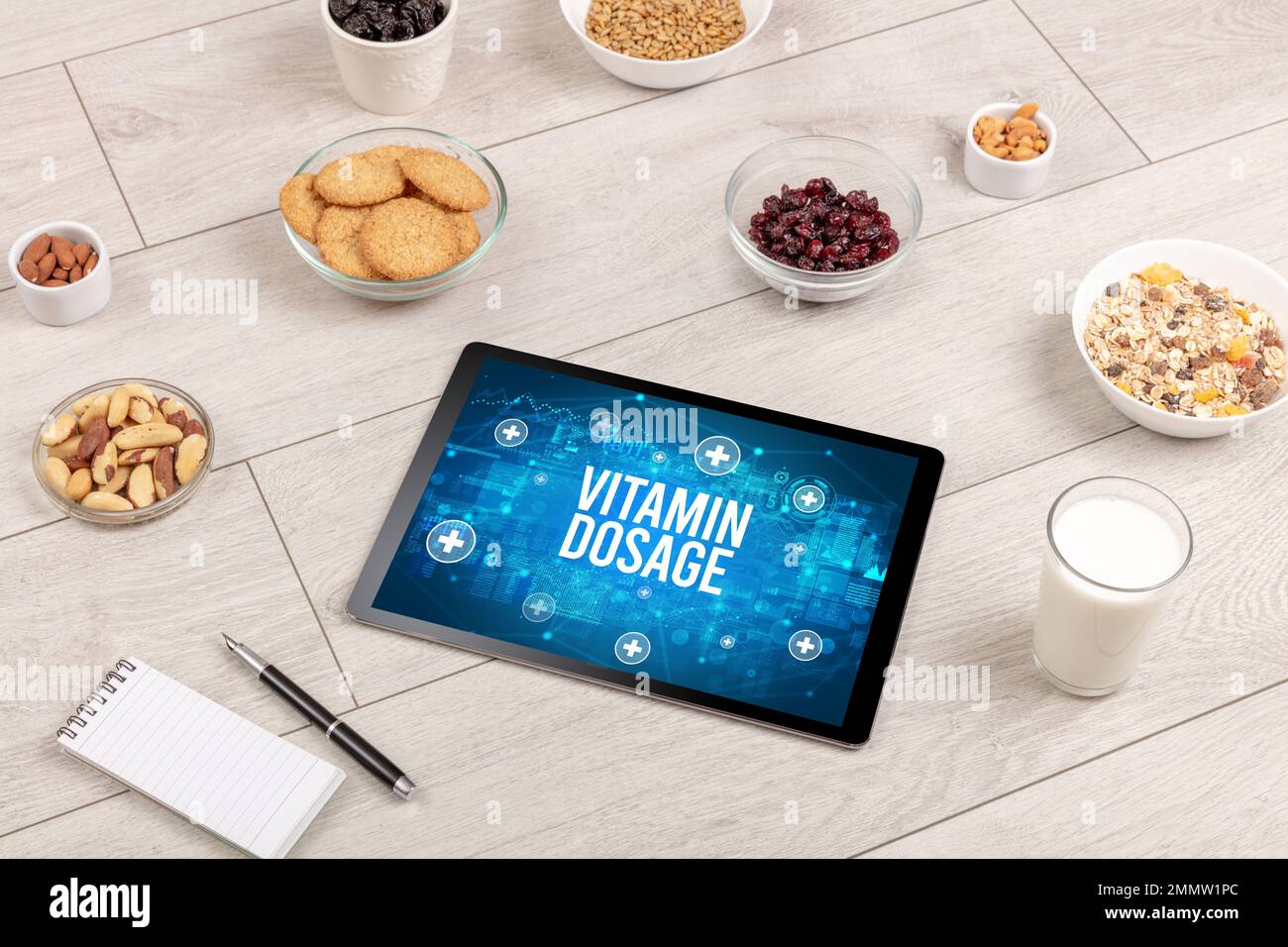 Tablet Pc with fruits, healthy concept Stock Photo - Alamy