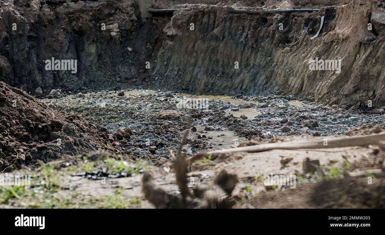 Industrial sand quarry. Sand pit. Sand special for construction Stock ...