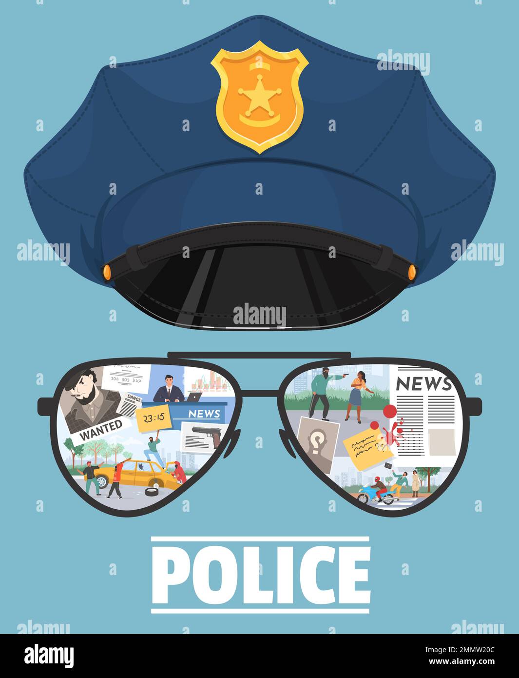 Police corps law flat poster vector illustration Stock Vector Image ...