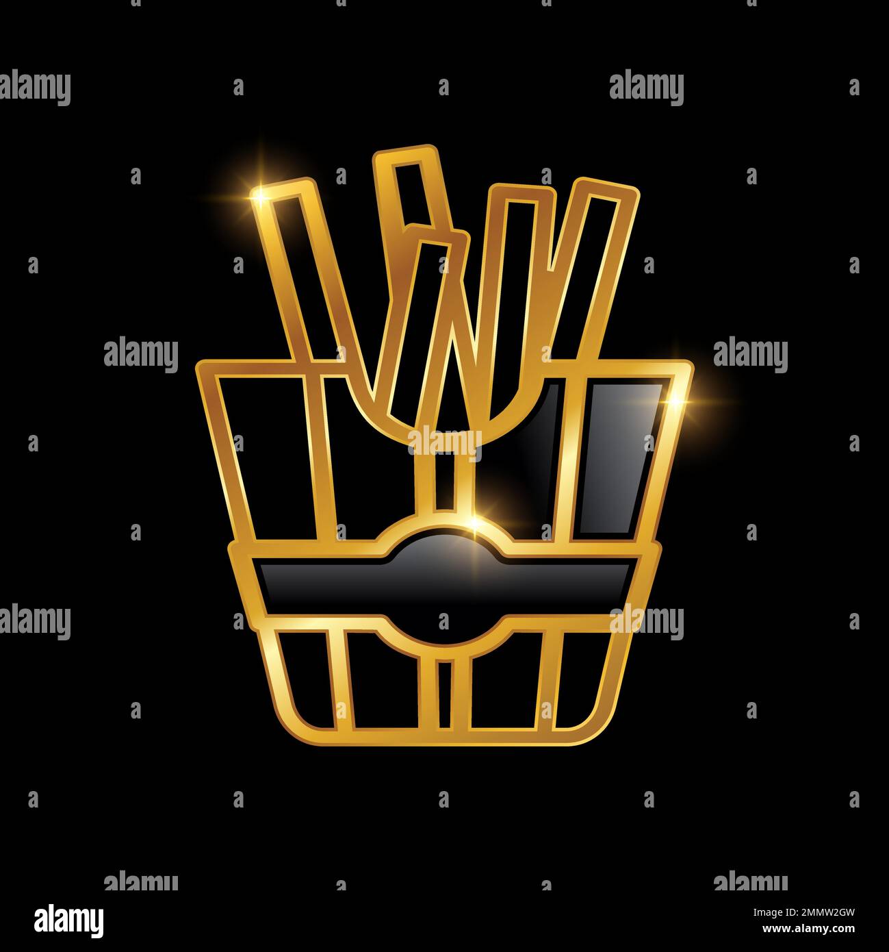 A vector Illustration of Golden French Fries Icon in black background ...
