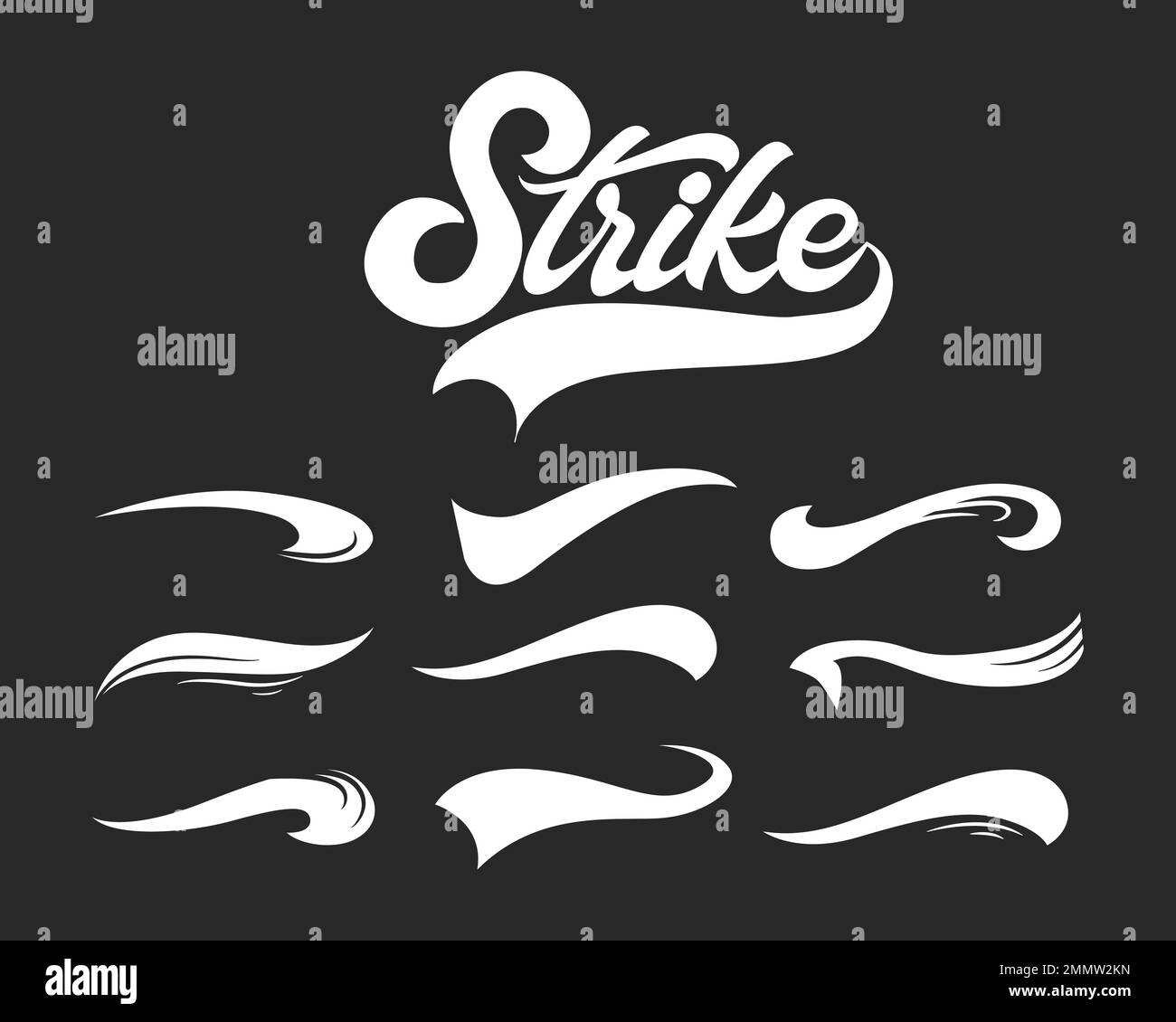 Calligraphic swoosh tail set, underline marker strockes. Sport logo ...