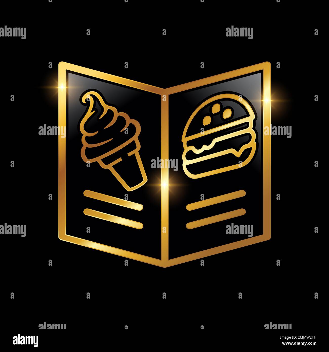 A vector illustration of Golden Luxury Menu Book Vector Icon in black ...