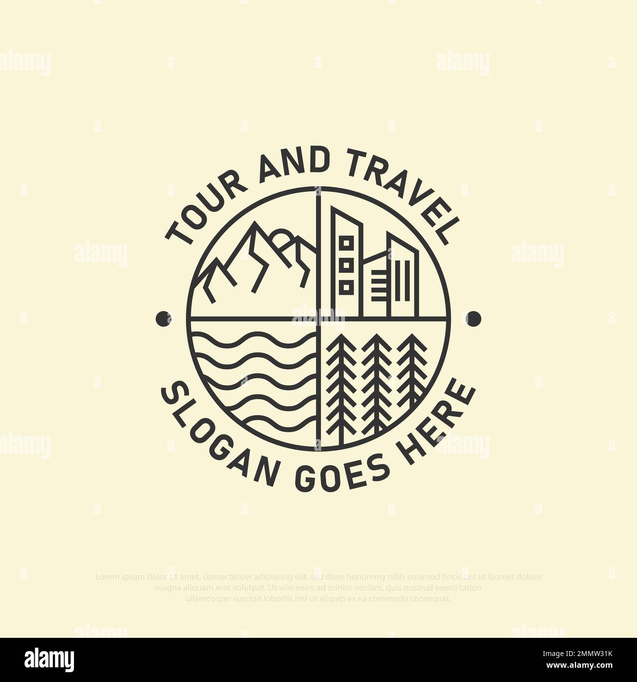 Tour and travel Agency logo with outline vector illustration, best for ...
