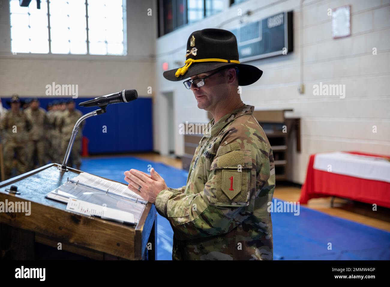U.S. Army Command Sgt. Maj. James M. Morgan, the outgoing Command Sergeant Major of the 1st ...