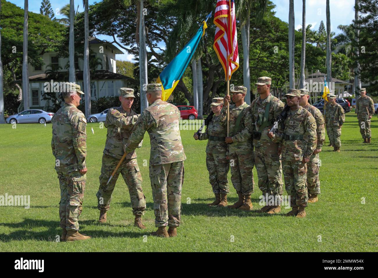 Gen. Charles A. Flynn, U.S. Army Pacific commanding general, passes the ...