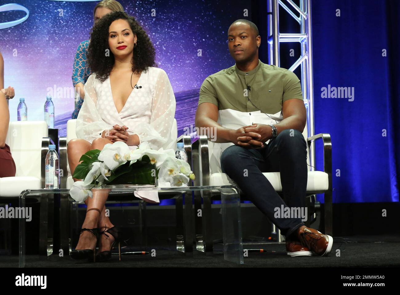 Madeleine Mantock, left, and Ser'Darius Blain participate in the ...