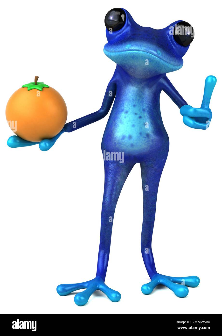 Fun blue frog - 3D Illustration Stock Photo - Alamy