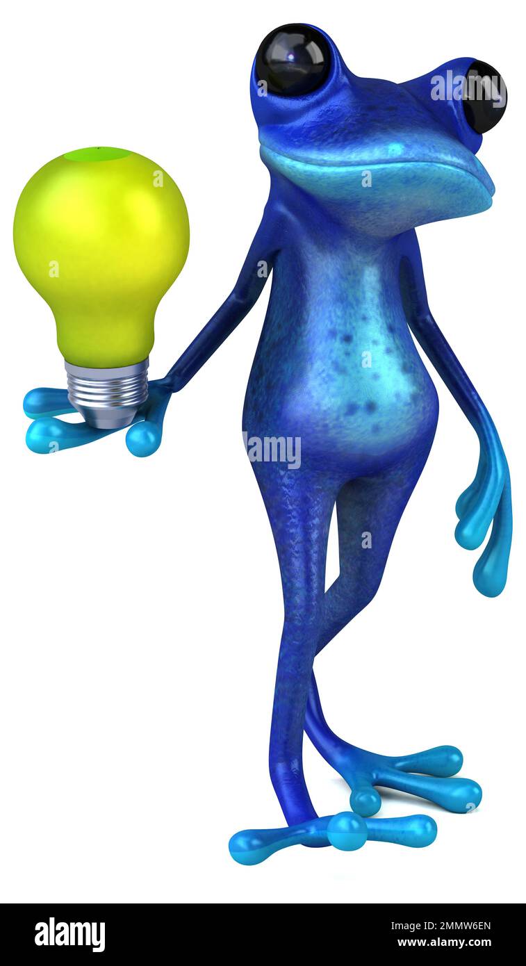 Fun blue frog - 3D Illustration Stock Photo - Alamy