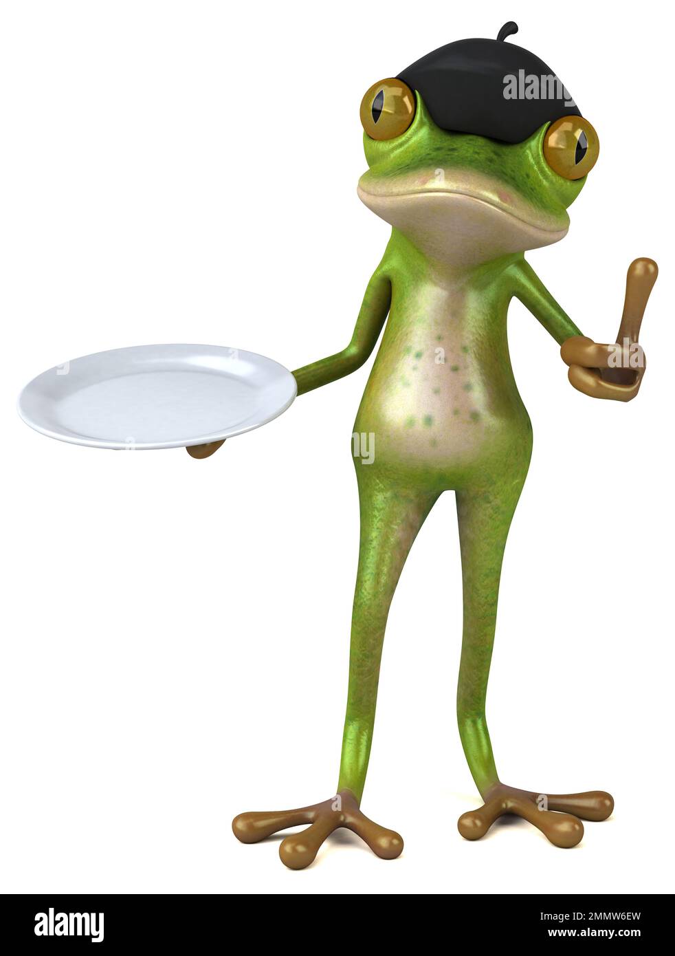Fun french frog - 3D Illustration Stock Photo - Alamy