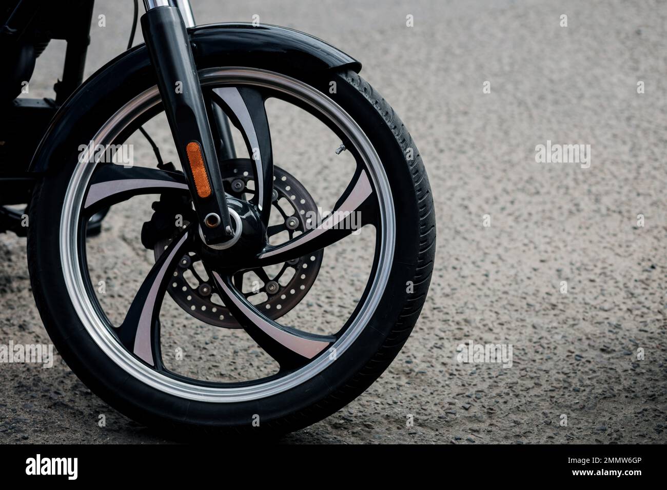motorcycle forks and tire. Motorcycle Wheel Stock Photo - Alamy
