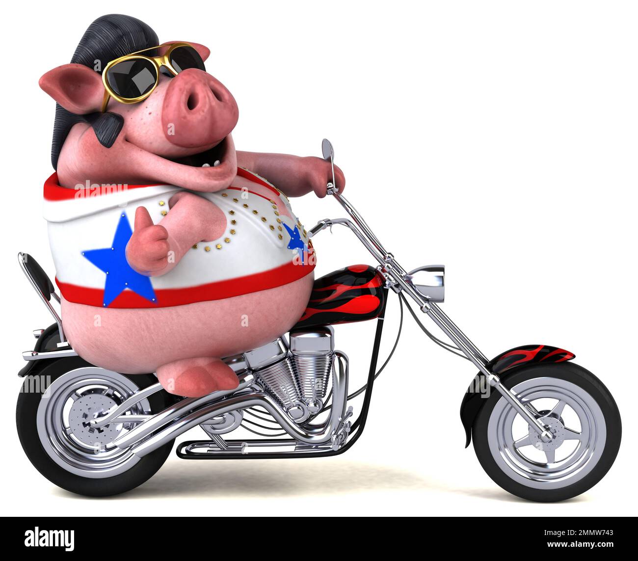 Fun 3D cartoon illustration of a pig rocker Stock Photo - Alamy