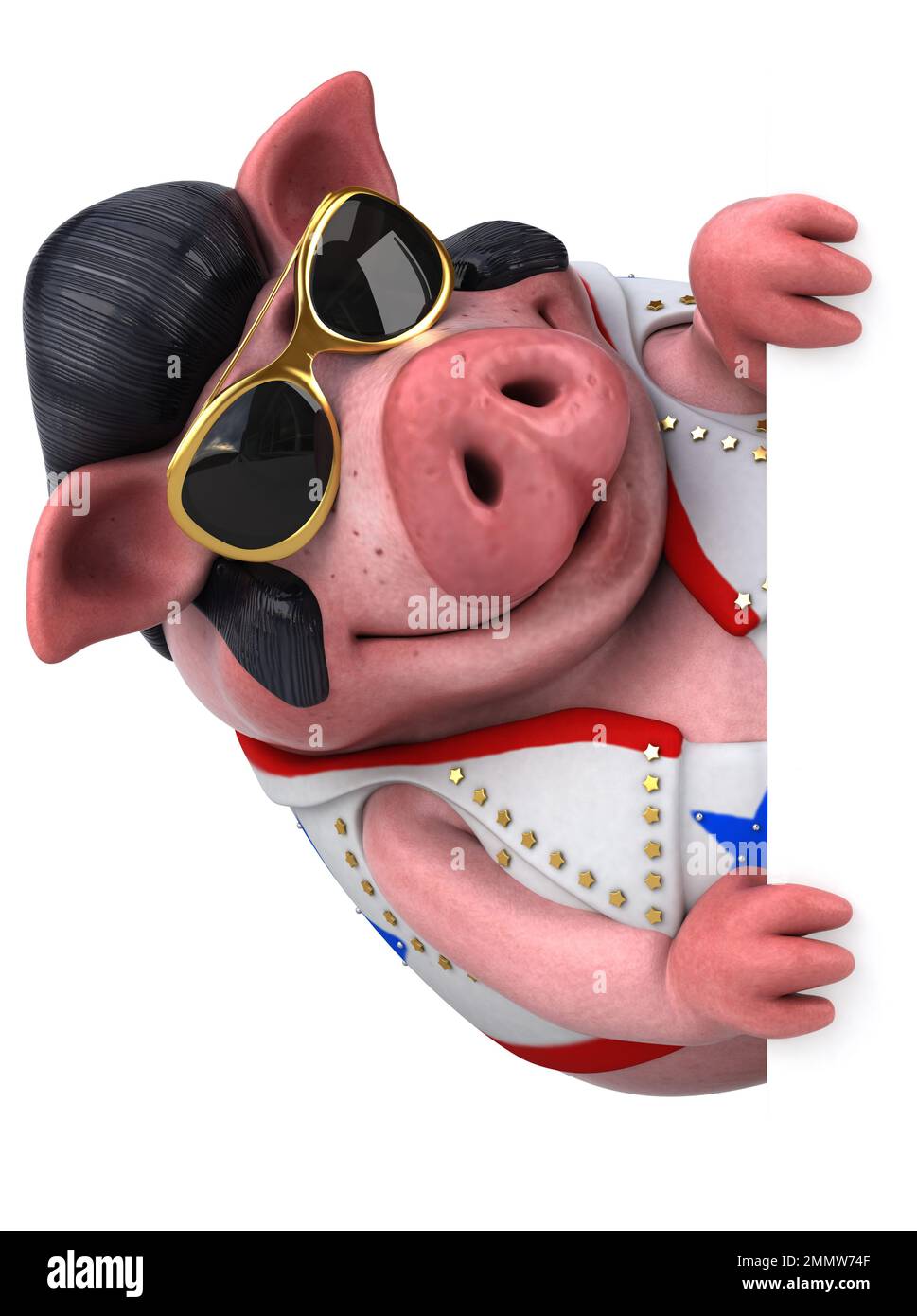 Fun 3D cartoon illustration of a pig rocker Stock Photo - Alamy