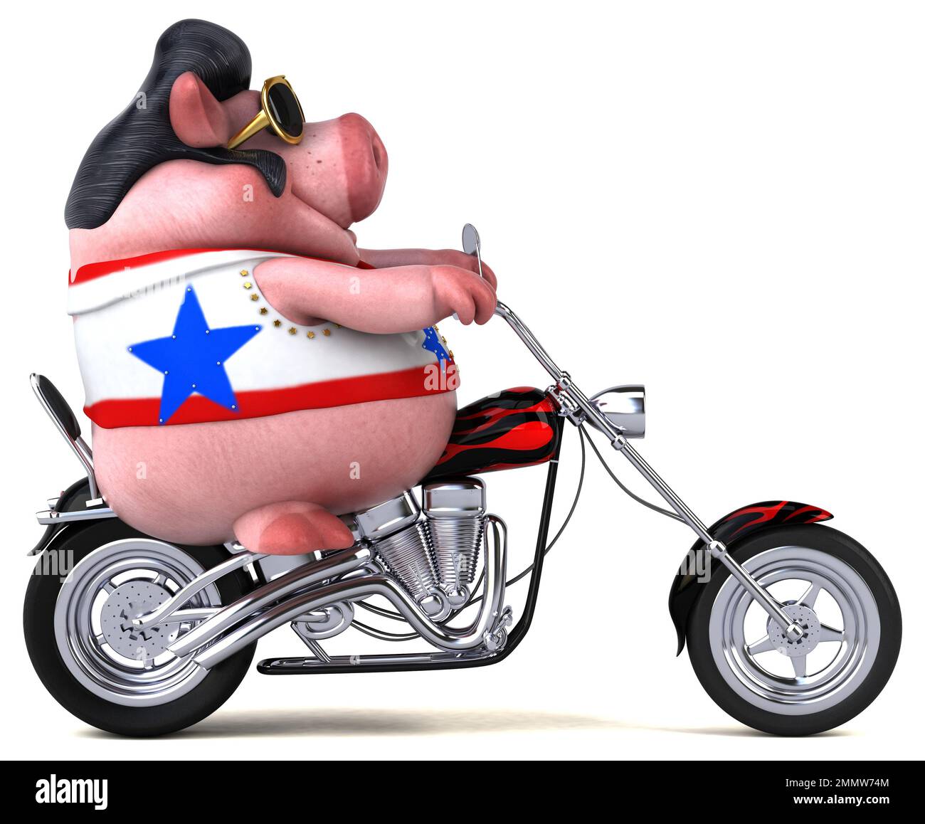 Fun 3D cartoon illustration of a pig rocker Stock Photo - Alamy