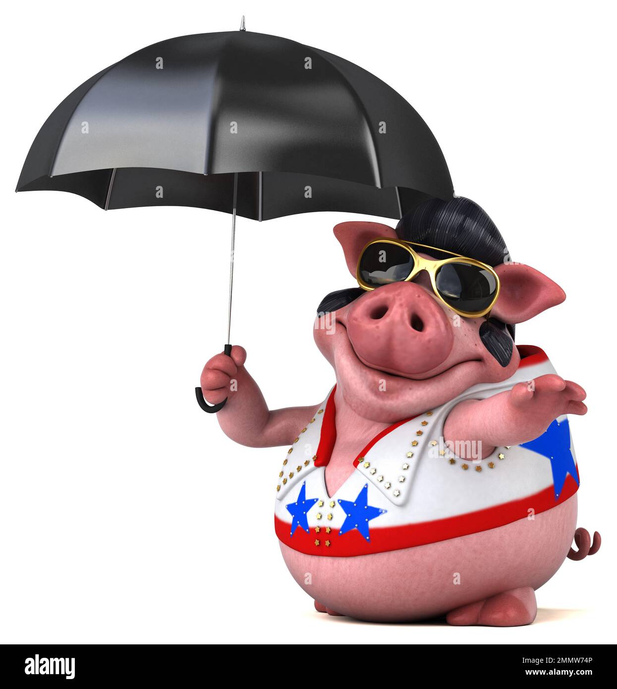 Fun 3D cartoon illustration of a pig rocker Stock Photo - Alamy