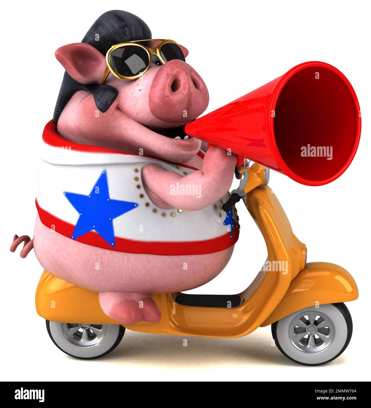 Fun 3D cartoon illustration of a pig rocker Stock Photo - Alamy