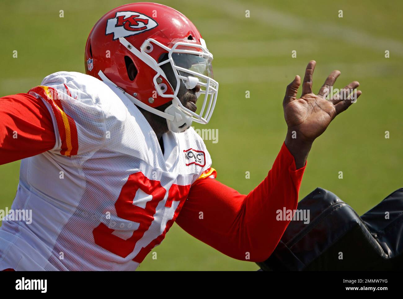 Kansas City Chiefs defensive end Allen Bailey works on a drill at NFL ...