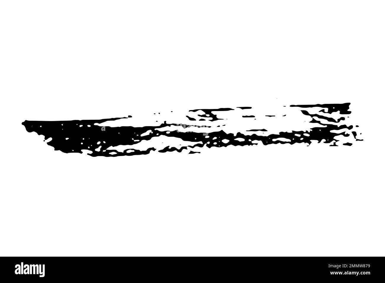 Black stain of paint brush isolated on white background. Hand-drawn ...