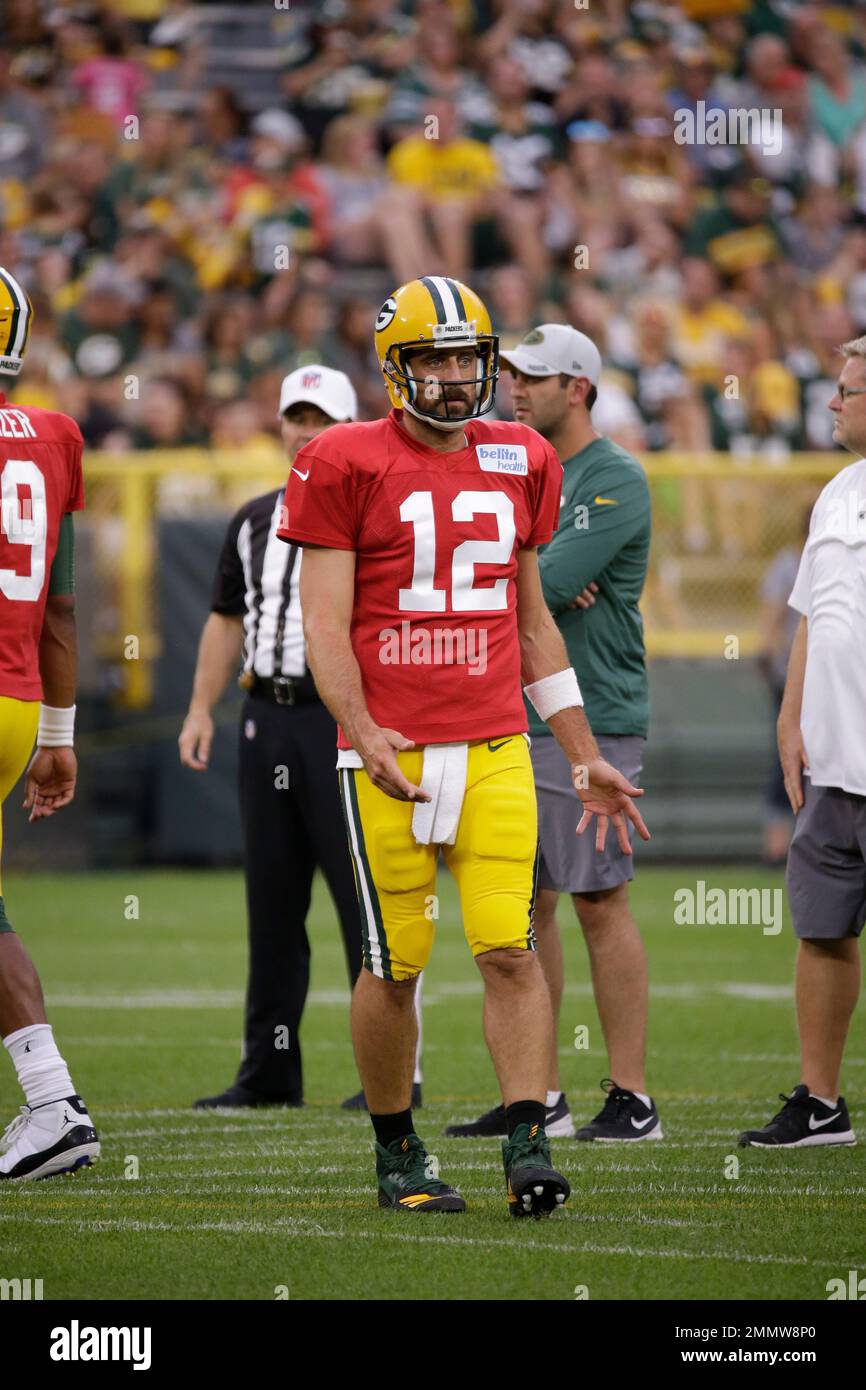 Green Bay Packers Aaron Rodgers (12) during NFL football Family Night ...
