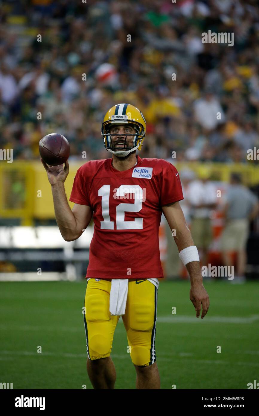 Green Bay Packers Aaron Rodgers (12) during NFL football Family Night ...