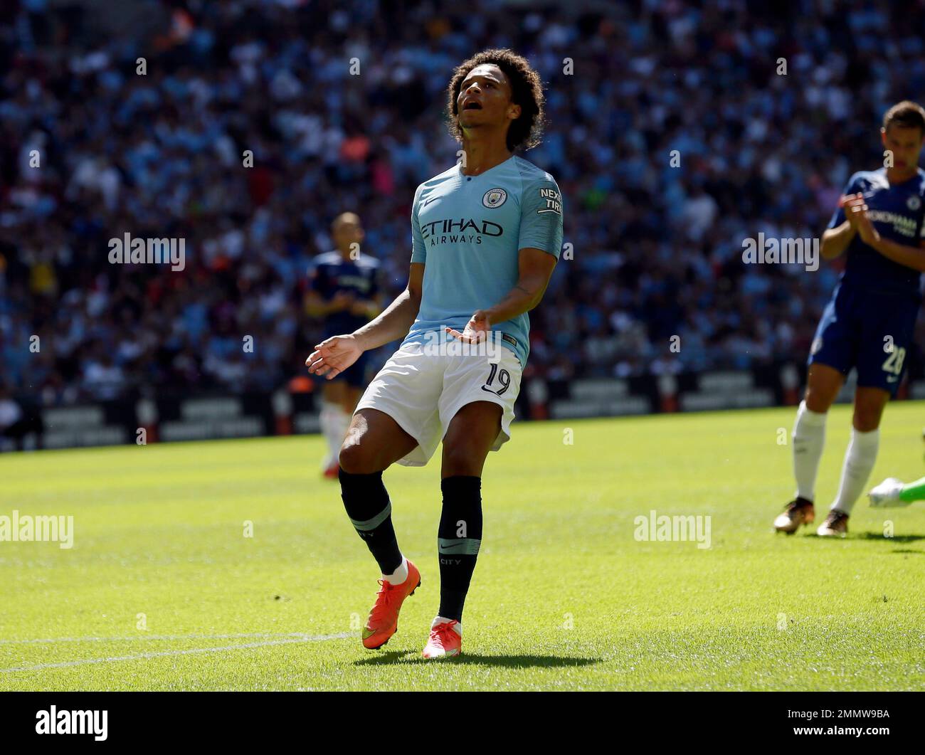 Manchester City's Leroy Sane gestures after missing an opportunity on ...