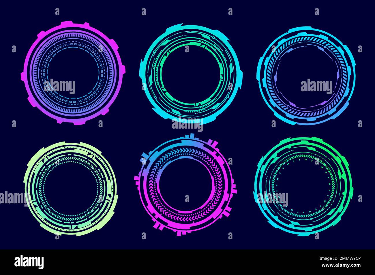 HUD futuristic elements. Abstract optical neon aim. Circle geometric ...