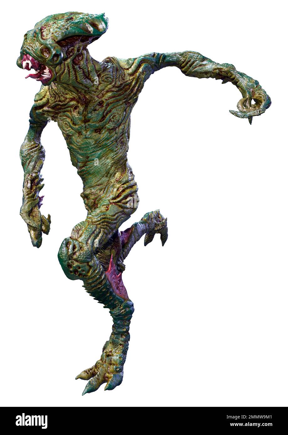 3D rendering of a green alien isolated on white background Stock Photo ...
