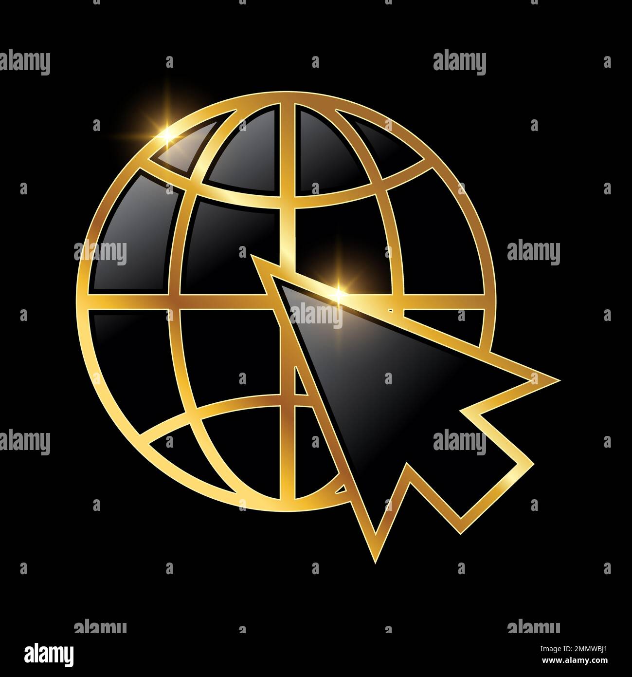A vector illustration of Golden Internet Network Vector Icon in black ...