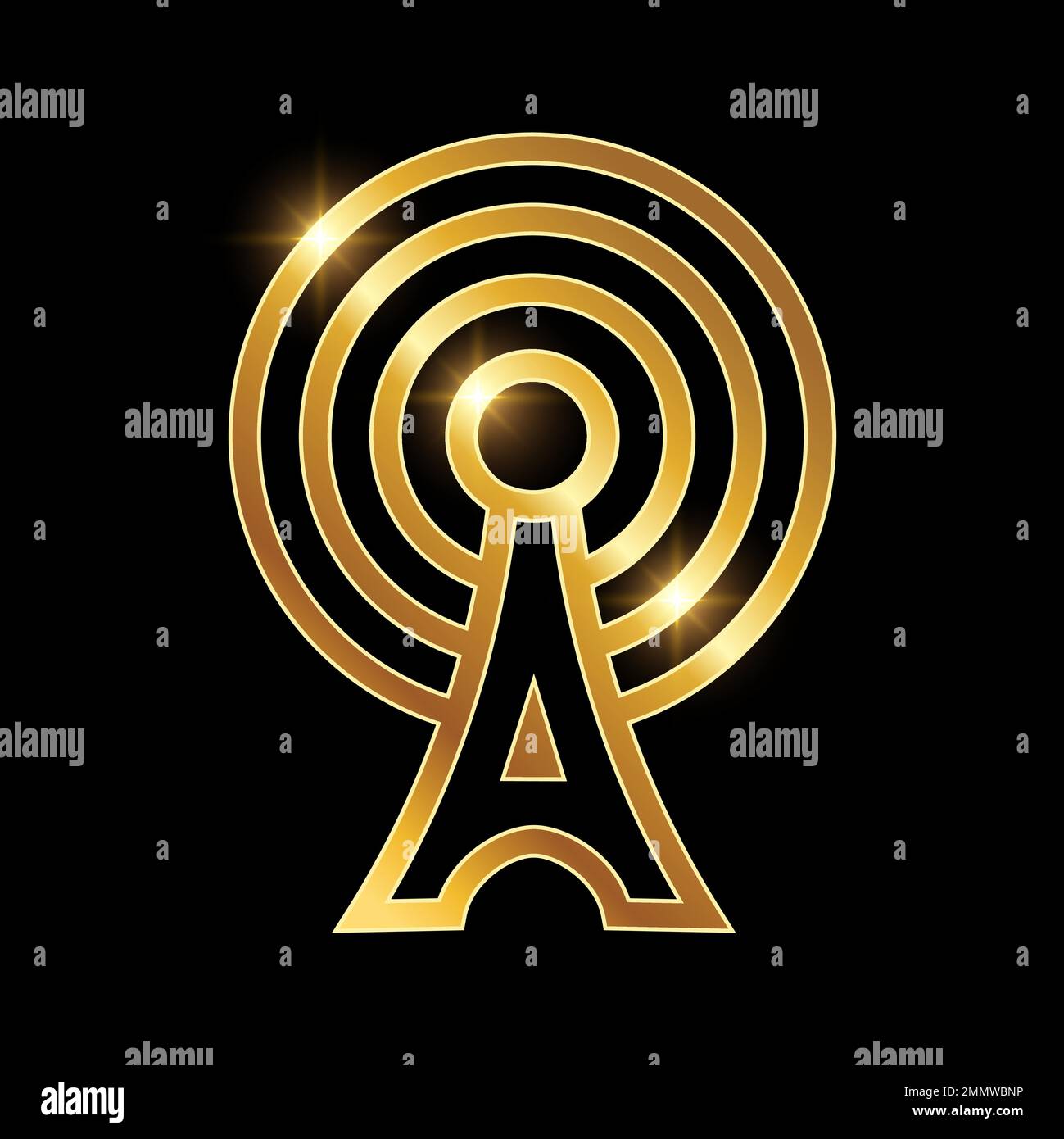 A vector illustration of Golden Internet Network Vector Icon in black ...